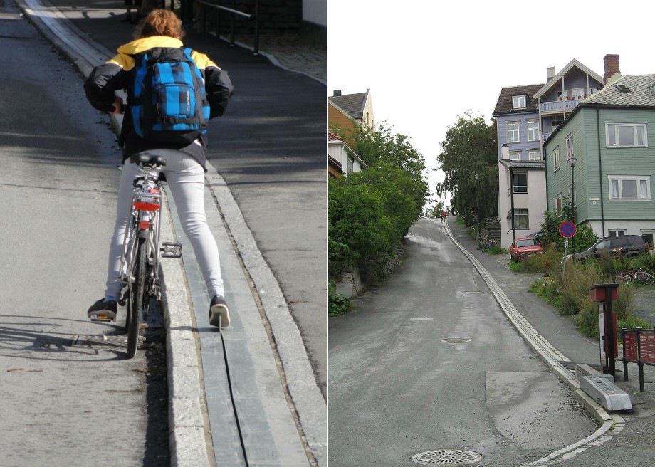 Trampe CycloCable, the bike lift in Trondheim, Norway.